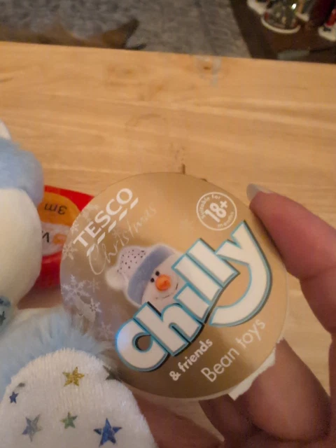 TESCO CHILLY AND Friends Blue and White Snowman with Tags Soft Toy ...