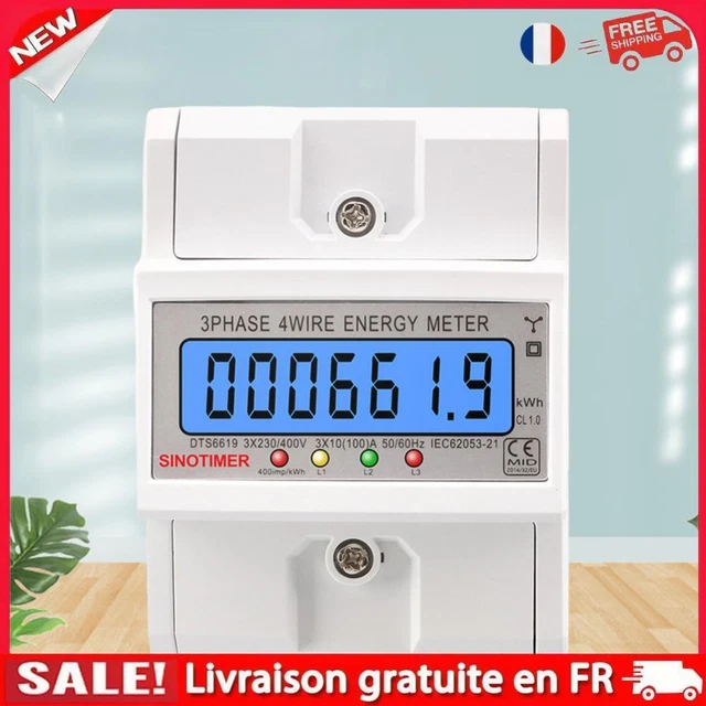 LCD BACKLIGHT 3 Phase 4 Wires Electric Energy Meter 50/60HZ KWh Meter ...