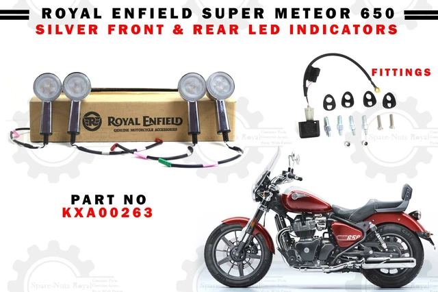 ROYAL ENFIELD SUPER Meteor 650 "Silver LED Indicators" Chrome EUR 96,17 ...