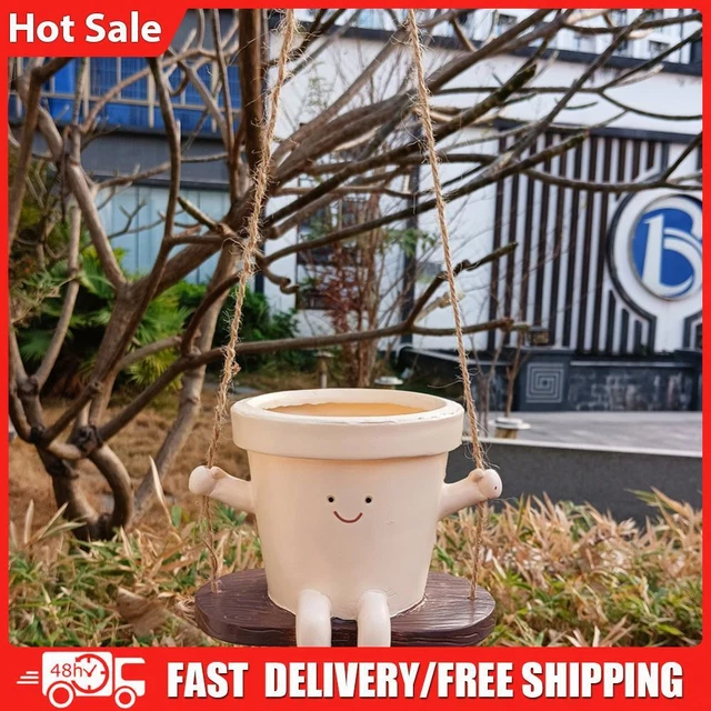 SMILING FACE FLOWER Pot Resin Creative Pots for Indoor Outdoor Plant ...