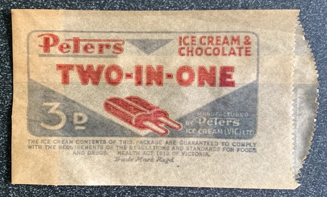 PETERS ICE CREAM TWO-IN-ONE 1964 Original Wrapper in Fabulous Condition ...