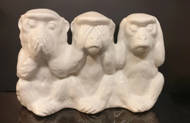 9942898-DS PORZELLAN FIGUR drei Affen weiß Wagner&Apel 20x9x15cm EUR ...
