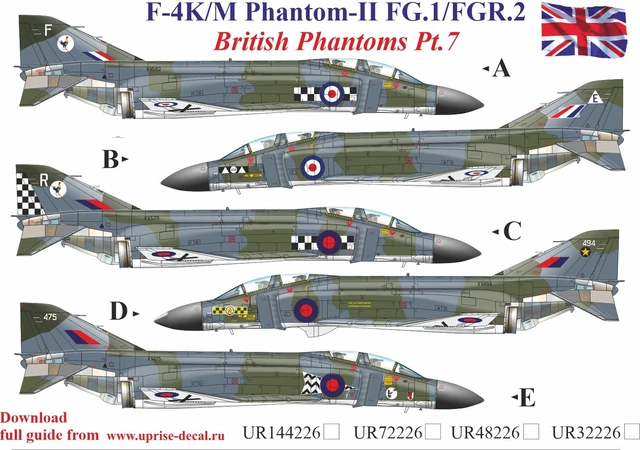 1:48 DECAL BRITISH F-4K/M Phantom-II FG.1/FGR.2 (FFA film) UpRise ...