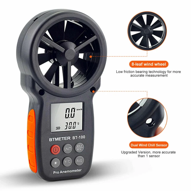 DIGITAL WING WHEEL Anemometer Wind Meter Wind Meter Max/Min/AVG 30m/S ...