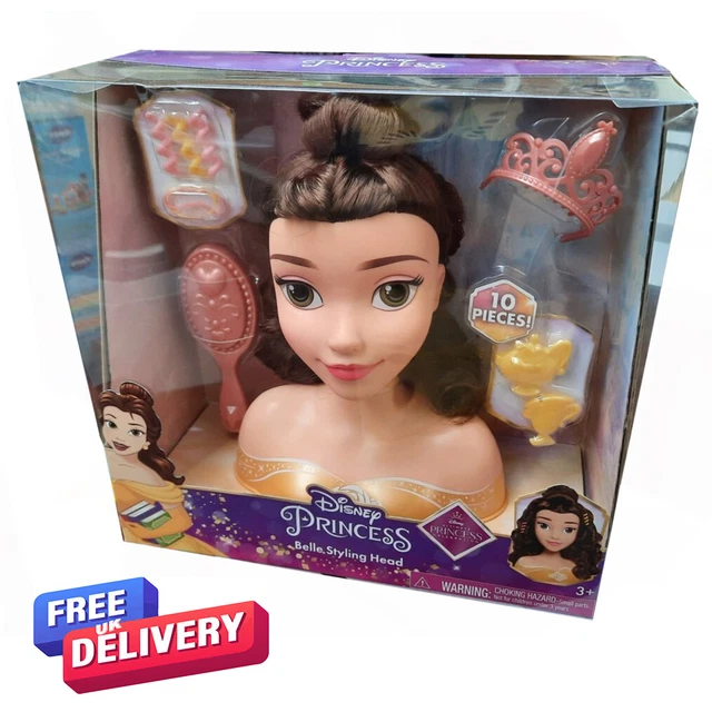 DISNEY PRINCESS BELLA Kids Styling Head - 10 Piece Hairbrush Etc Ages 3 ...