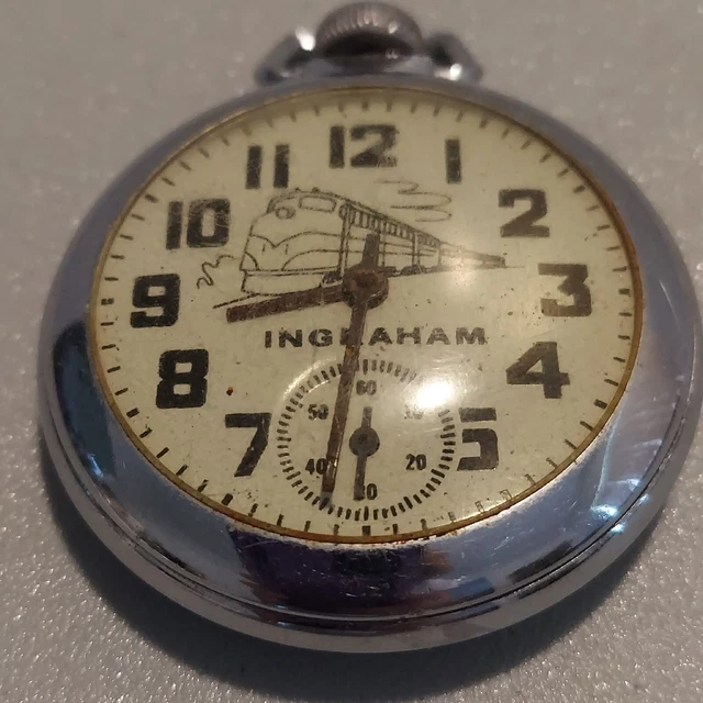 VTG. INGRAHAM 1930'S Railroad Pocket Watch-Train on Face - NW $52.00 ...