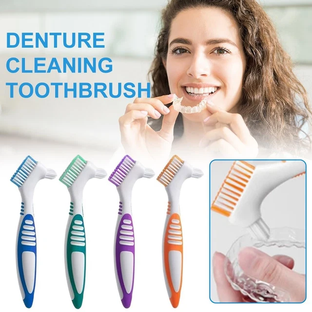 DENTURE BRUSH CLEANER Toothbrush Double Sided Cleaning Brushes ...