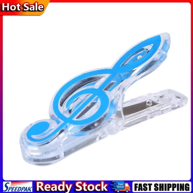 PLASTIC MUSICAL NOTE Letter Paper Clip Piano Sheet Spring Holder (Blue ...