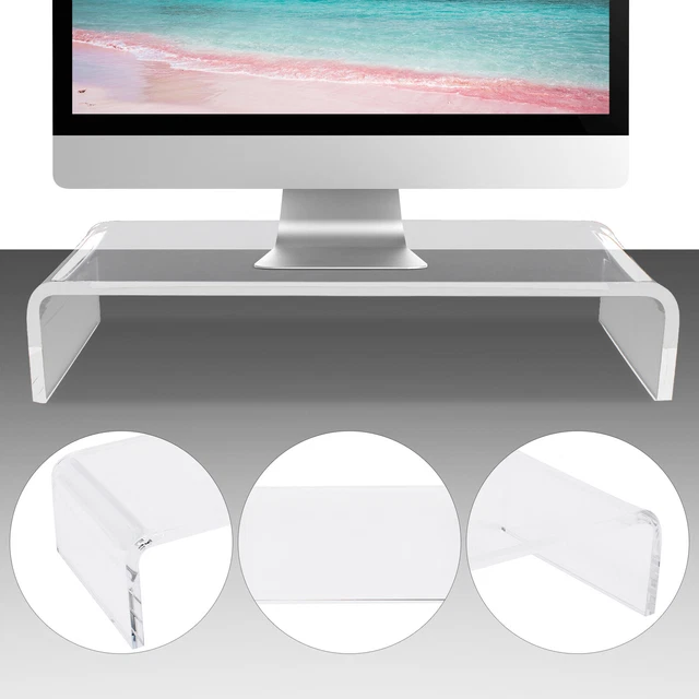 MODERN CLEAR ACRYLIC Monitor Stand Desktop Office Laptop Computer ...