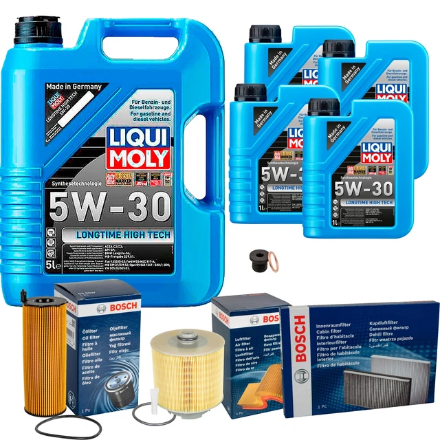 BOSCH INSPECTION SET 9 LIQUI MOLY Longue Date High Technologie 5W-30 pour Audi EUR 197,47 ...