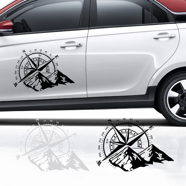 HORS ROUTE VOITURE capuche Côté corps Boussole Vinyle Autocollant ...