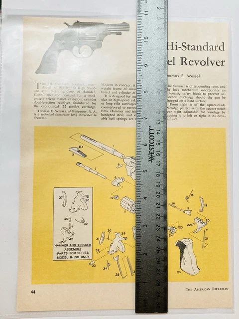 HI-STANDARD SENTINEL REVOLVER Takedown Exploded View Legend 1960 £11.36 ...