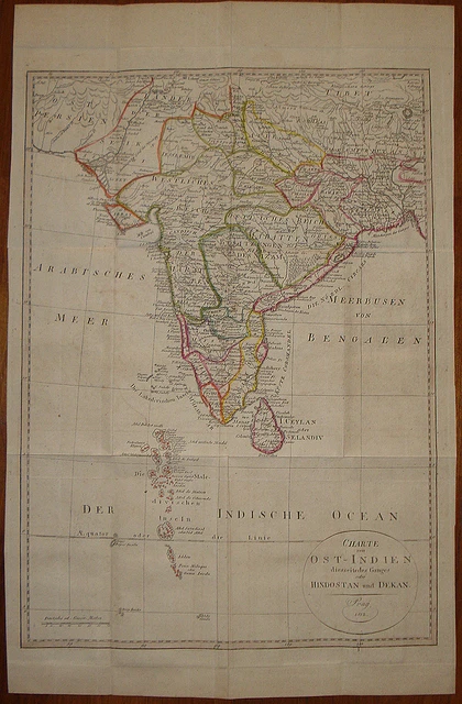 OLD MAP INDIA carta geografica 1812 asia RARA sri lanka ceylan Maldives ...