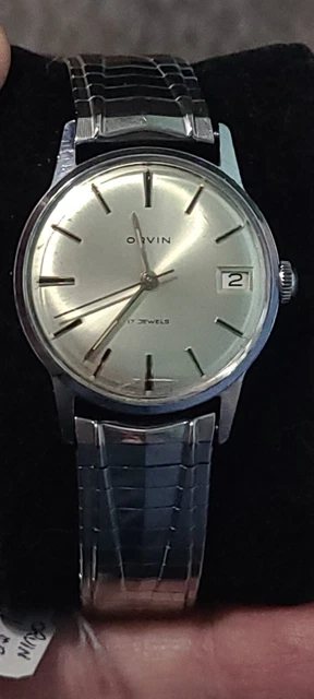 VINTAGE ORVIN 17 Jewel Manual Wind Mens Watch - Runs/Stops Needs ...