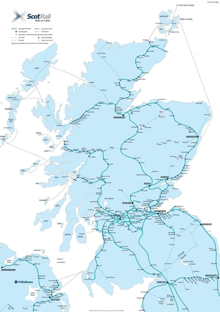 SCOTLAND TRAIN MAP (SCOTRAIL NETWORK) 2024 - Print Your Own £10.00 ...