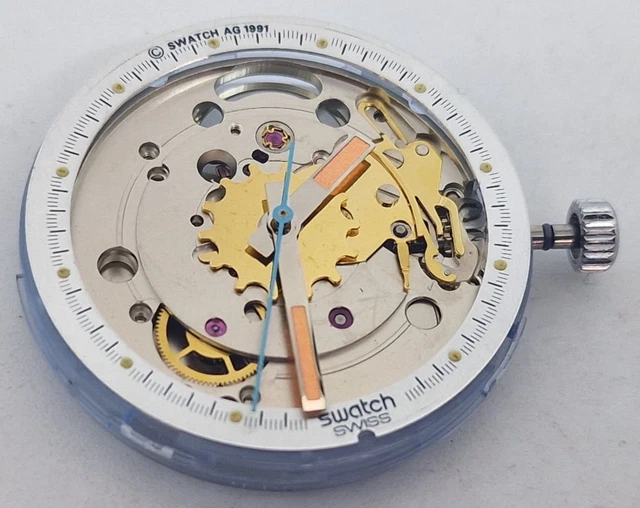 MOUVEMENT ETA 2840 Automatique Swatch Fonctionnant Complet De Mains, Couronne EUR 39,00 ...