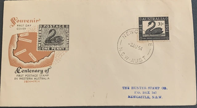 AUSTRALIA FDC 1954 Centenary of 1st Postage Stamp In WA EUR 2,00 ...