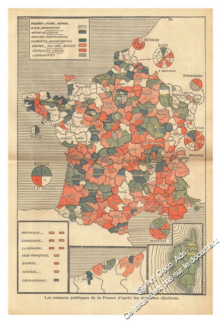 LA CARTE POLITIQUE de la France in 1928 French Political Parties ...