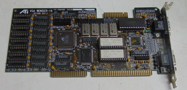 VINTAGE 1988 ISA Card ATI VGA Wonder-16 Rev 2 (109004800) 256KB. View ...