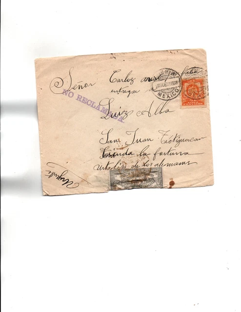 MEXICO 1914 OFFICIALLY OPENED label Undeliverable mail RETURN TO SENDER ...