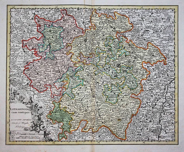 LORRAINE LOTHRINGEN LANDKARTE France carte map Weigel Kupferstich gravure 1720 EUR 58,99 ...