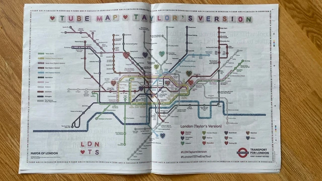 EVENING STANDARD LONDON TFL Tube Map - Taylor’s Version - Collector £5. ...