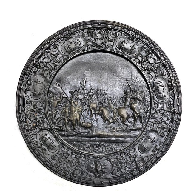 FINNISH CAST IRON Relief Plaque Battle of Lützen Lutzen shield Högfors ...