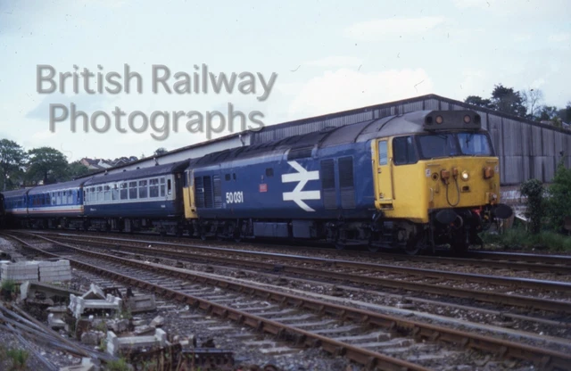 35MM SLIDE BR British Railways Diesel Loco 50031 Class 50 at Honiton ...
