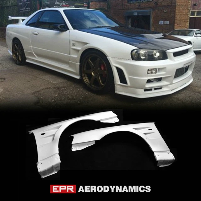 FRP UNPAINTED BN Style For Nissan Skyline R34 GTR Front Fender Mudguard ...