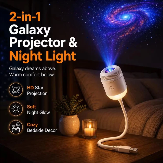 HD SMART DYNAMIC 5D Holographic Night Light Projector, Plug and Play ...