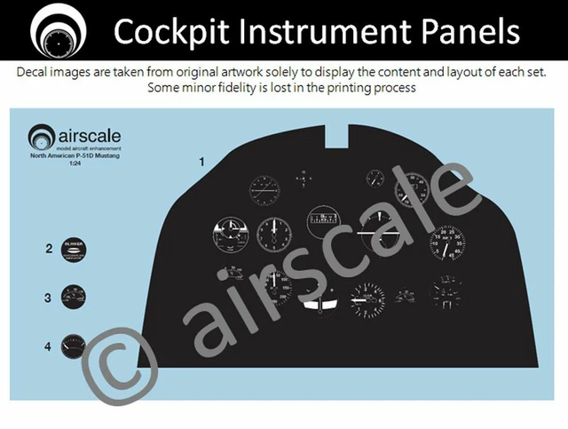 AIRSCALE P51 MUSTANG cockpit decals - Airfix 1/24 scale AS24 NAA £6.25 ...