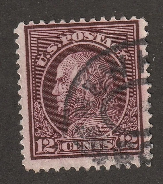 USA SCOTT 417 P12 Single Line Watermark Franklin 12 cent Used (417-1 ...