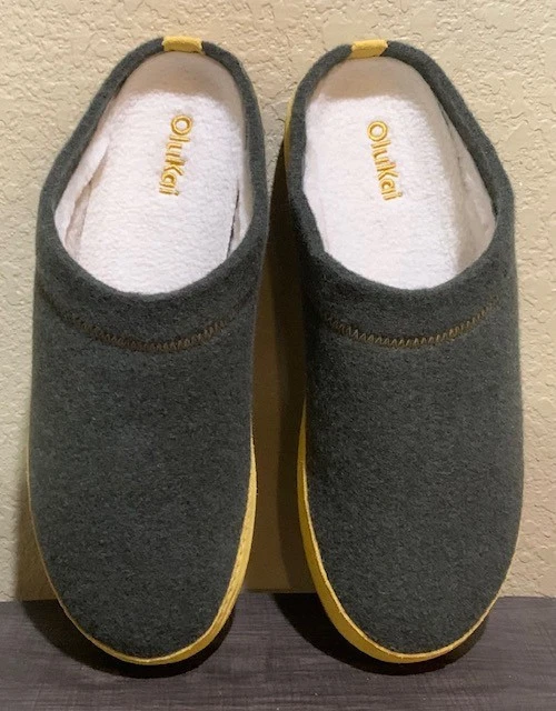 OLUKAI HAMANI HULU Mens Sheepskin Shearling Lined Felt Mule Slippers ...