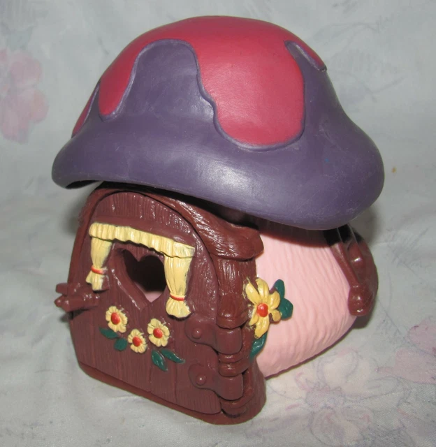 VINTAGE 1978 SMURFETTE'S Smurf Pink Mushroom House Cottage with Painted ...