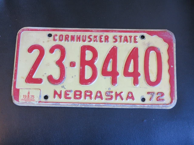 ORIGINAL 1972 / 1975 Nebraska License Plate, Boone County, 23-B440 $5. ...
