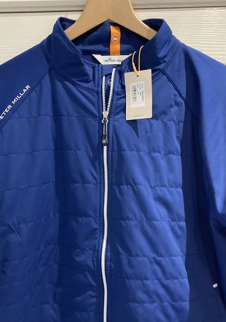 *NUOVA CON ETICHETTE* Giacca ibrida Peter Millar Hyperlight Merge blu ...
