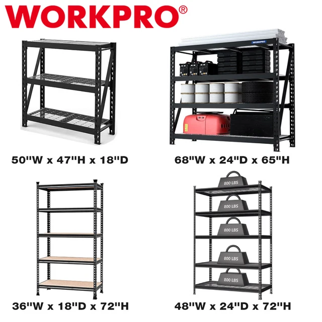 WORKPRO HEAVY DUTY Metal Storage Shelving Unit Adjustable Storage Rack ...