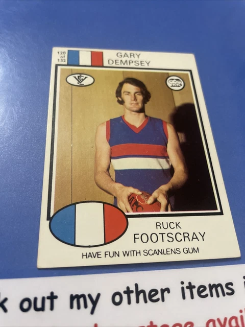 1975 SCANLENS VFL Footscray Bulldogs Gary Dempsey In Exc Condition $5. ...