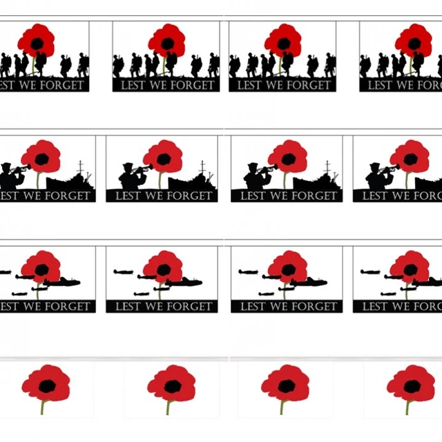 MILITARY BRITISH ARMY LEST WE FORGET POPPY BUNTING 3m 9m 18m RAF ...