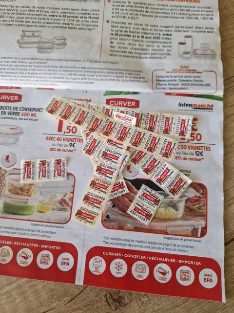 LOT 40 VIGNETTES Intermarché 2025 "CURVER" validité 04/05/2025, EUR 8 ...