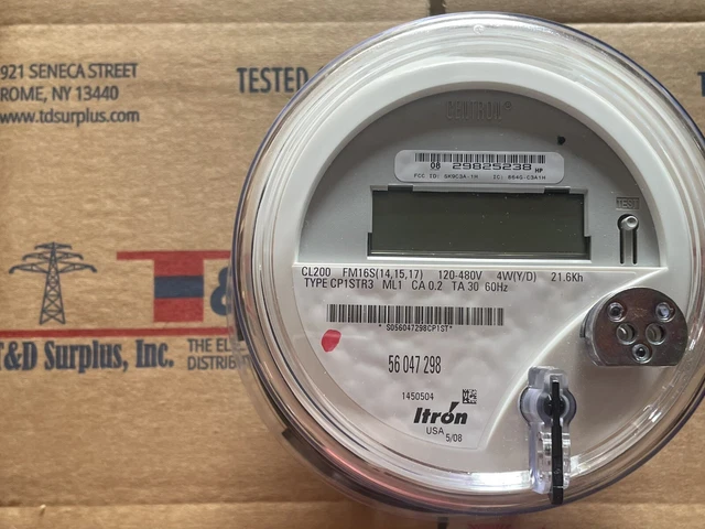 ITRON, WATTHOUR METER Kwh, Cp1Str3, Fm16S, 4W, 7 Lug, Y/D, 200A, 120 ...