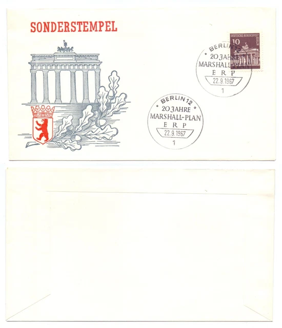 132332 - SONDERSTEMPEL: 20 Jahre Marshall-Plan ERP - Berlin 22.9.1967 ...