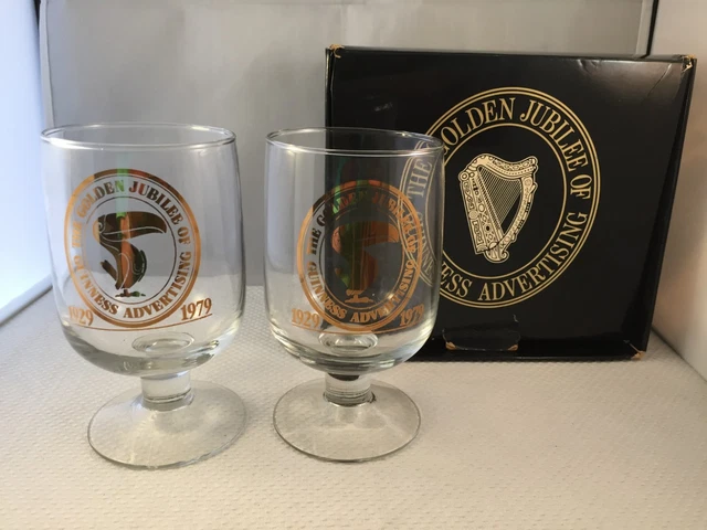 VINTAGE GOLDEN JUBILEE of Guinness Advertising Glasses, 1929-1979 ...