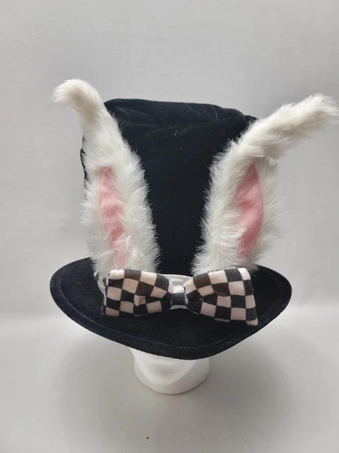 MAD HATTER TOP Hat White Rabbit Ears Alice In Wonderland by Elope ...