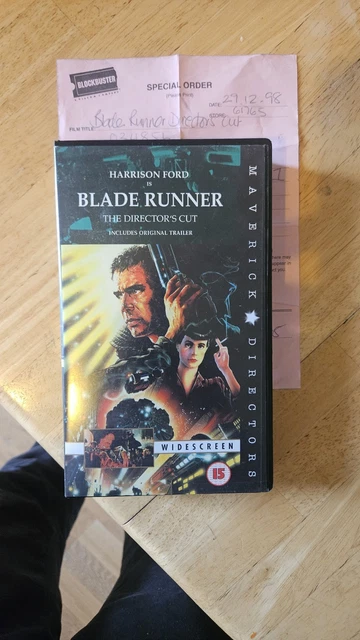 BLADE RUNNER DIRECTOR’S Cut VHS Widescreen + Blockbuster Receipt 1998 £ ...