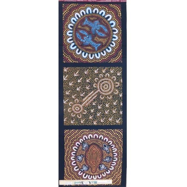 PATCHWORK QUILTING SEWING Fabric Aboriginal Indigenous Panel A 41x110cm ...
