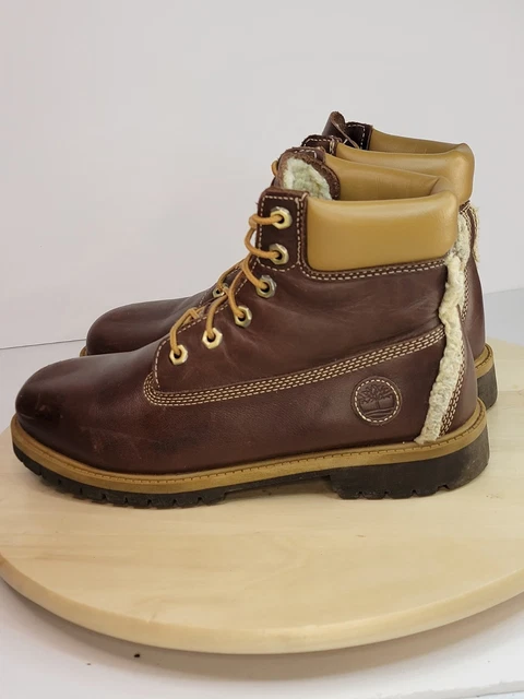 TIMBERLAND 25971 LEATHER Boots with Sherpa liner Size 6.5 Youth Size 8 ...