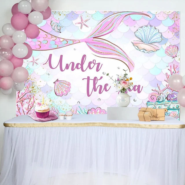 UNDERSEA MERMAID SHELL Baby Shower Backdrop For Girl $36.09 - PicClick AU