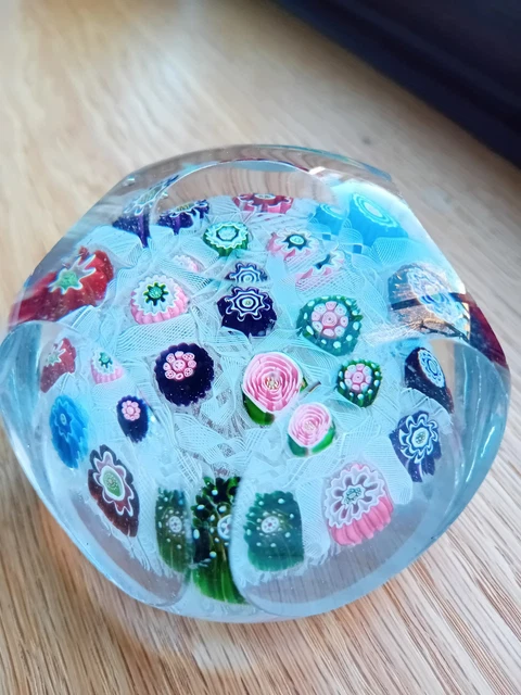 PAPERWEIGHT CLICHY Antique Chequer Pink & Hidden White Rose Stunning ...