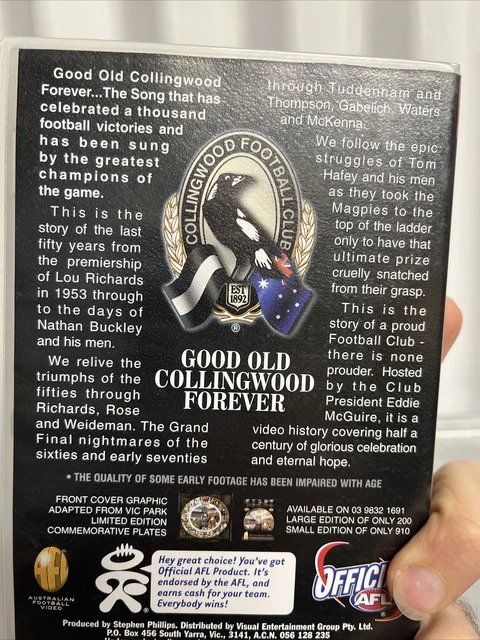 COLLINGWOOD MAGPIES GOOD Old Forever ~ Official Afl Vhs Video Tape 2000 ...